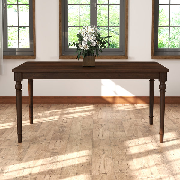 Ophelia & Co. 63’’ Rectangular Dining Table With Solid Wood Legs, Mid Century Dining Table For ...